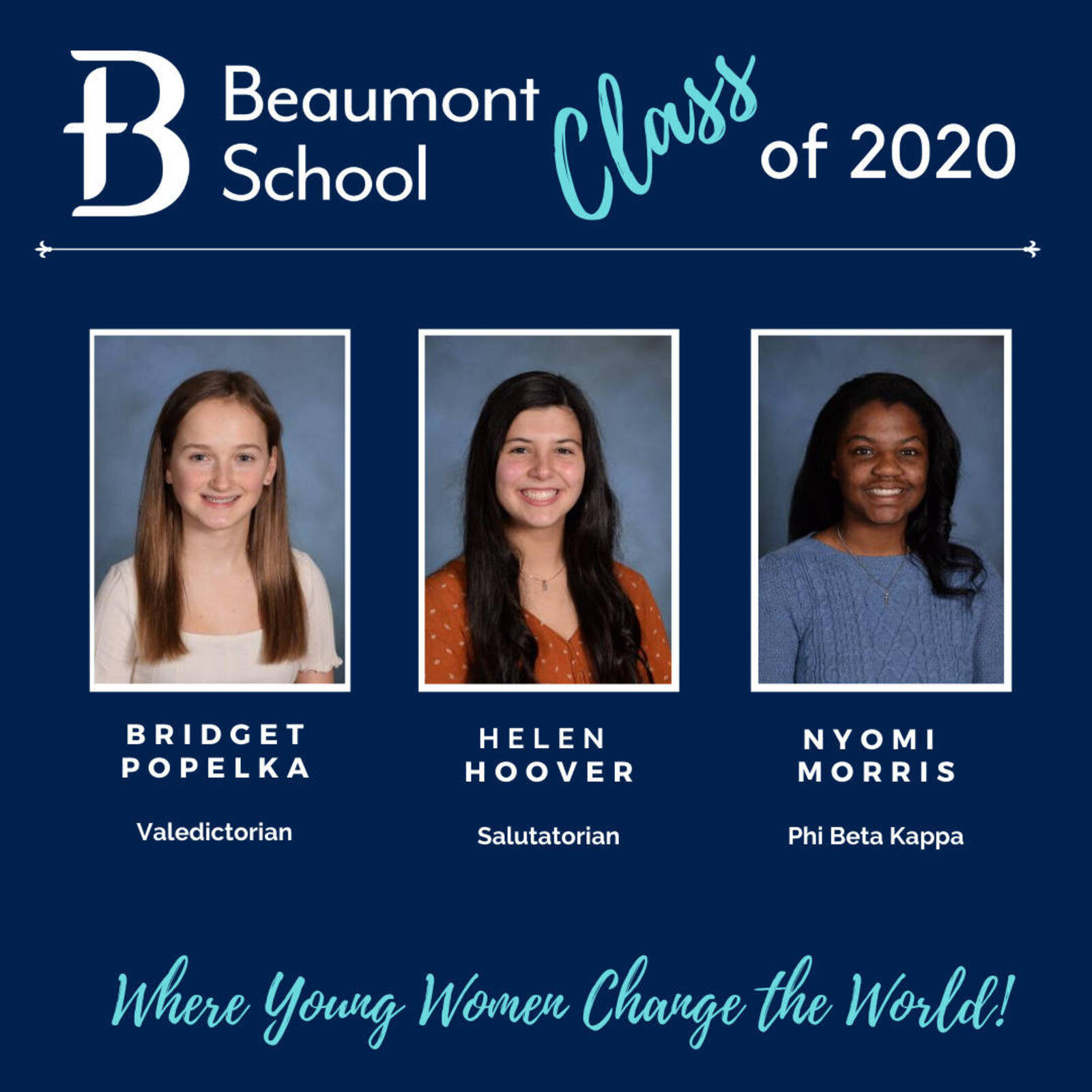 Class of 2020 names Valedictorian, Salutatorian, and Phi Beta Kappa ...